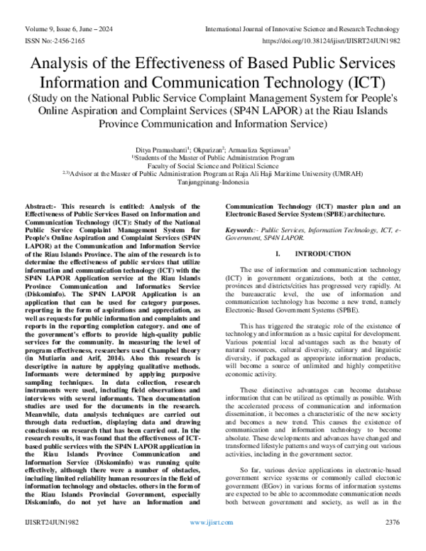 (PDF) Analysis of the Effectiveness of Based Public Services ...