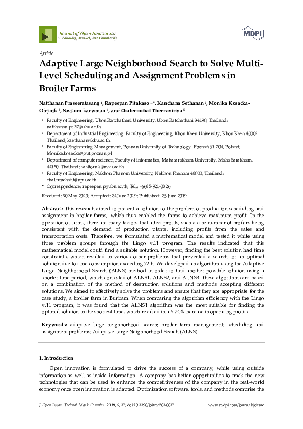(PDF) Adaptive Large Neighborhood Search to Solve Multi-Level Scheduling and Assignment Problems ...