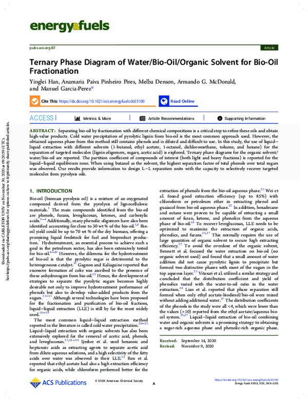 (PDF) Ternary Phase Diagram of Water/Bio-Oil/Organic Solvent for Bio ...