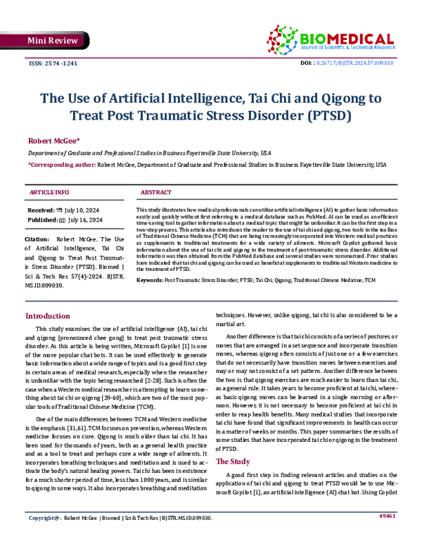 (PDF) The Use of Artificial Intelligence, Tai Chi and Qigong to Treat ...