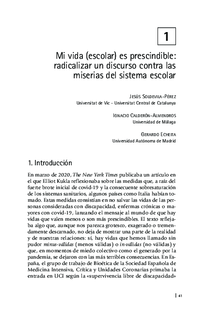 (PDF) Mi vida (escolar) es prescindible: radicalizar un discurso contra ...