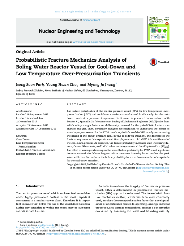 (PDF) Probabilistic fracture mechanics analysis of nuclear reactor pressure vessel integrity