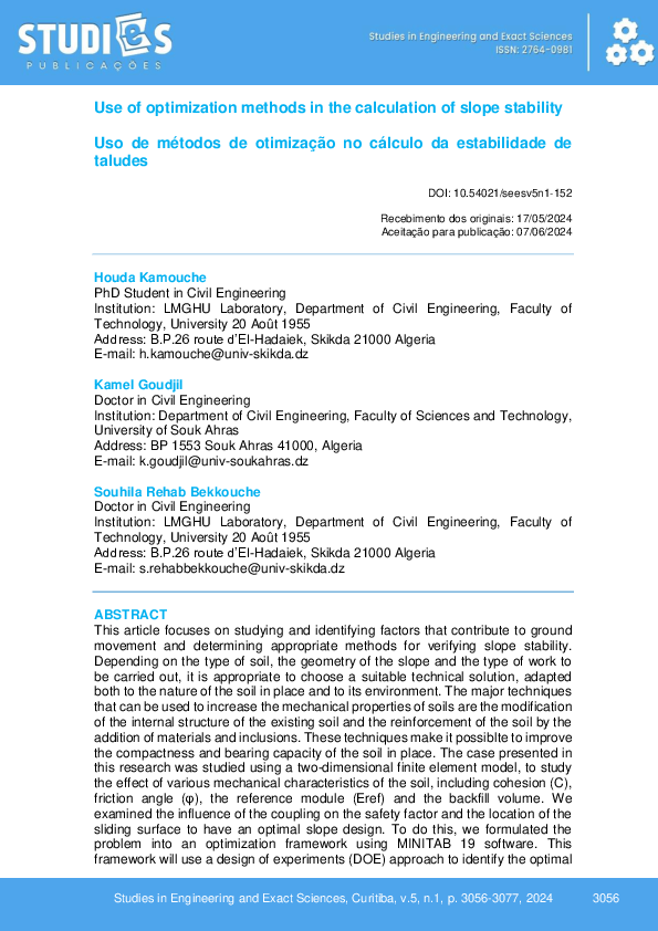 (PDF) Use of optimization methods in the calculation of slope stability Uso de métodos de ...