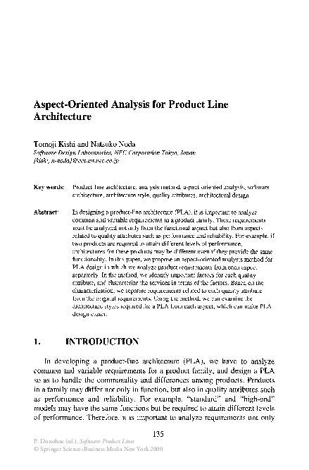 Pdf Aspect Oriented Analysis For Product Line Architecture Natsuko