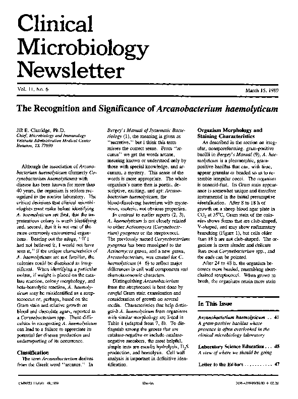 (PDF) The recognition and significance of Arcanobacterium haemolyticum
