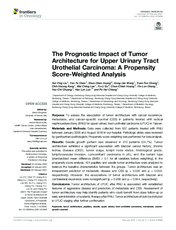 (PDF) The Prognostic Impact of Tumor Architecture for Upper Urinary Tract Urothelial Carcinoma ...