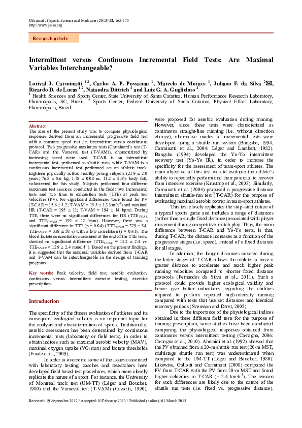 (PDF) Intermittent versus Continuous Incremental Field Tests: Are ...