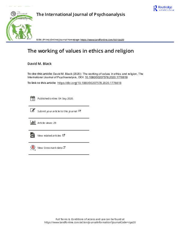 (PDF) The working of values in ethics and religion