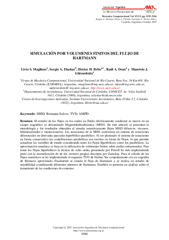 (PDF) Simulación Por Volumenes Finitos Del Flujo De Hartmann