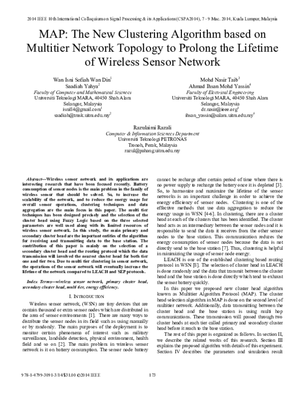 (PDF) MAP: The new clustering algorithm based on multitier network topology to prolong the ...