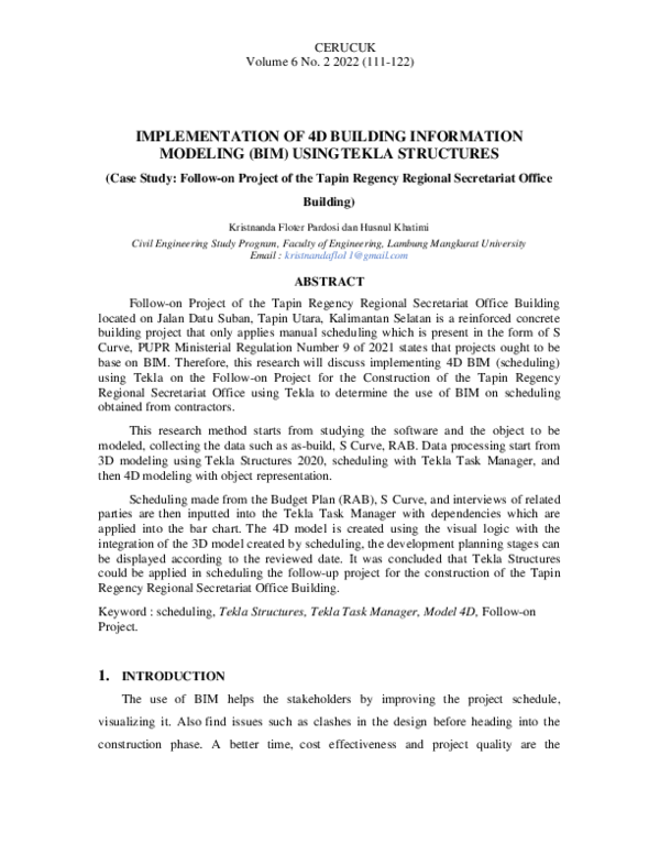 (PDF) Implementation of 4D Building Information Modeling (Bim) Using ...