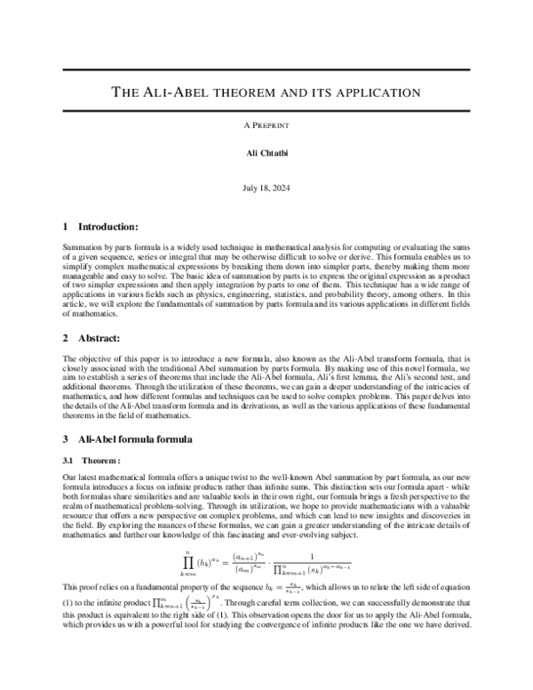 (PDF) THE ALI-ABEL THEOREM AND ITS APPLICATION