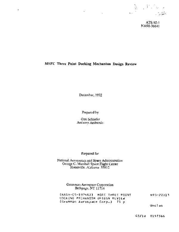 (PDF) MSFC Three Point Docking Mechanism design review | Otto Schaefer ...