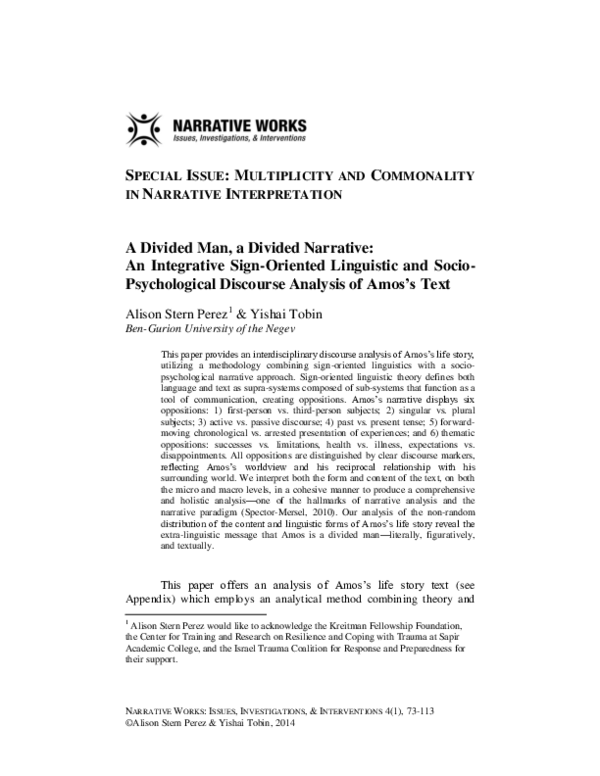 (PDF) A Divided Man, a Divided Narrative: An Integrative Sign-Oriented ...
