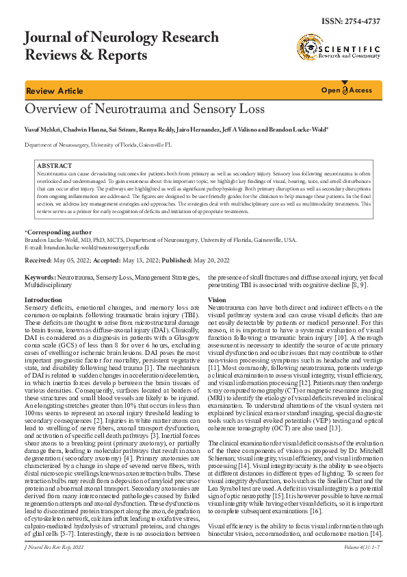 (PDF) Overview of Neurotrauma and Sensory Loss
