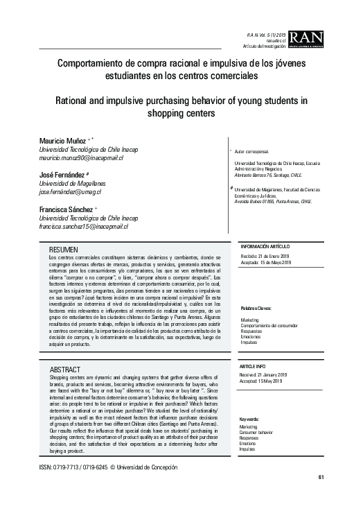 (PDF) Comportamiento de compra racional e impulsiva de los jóvenes ...