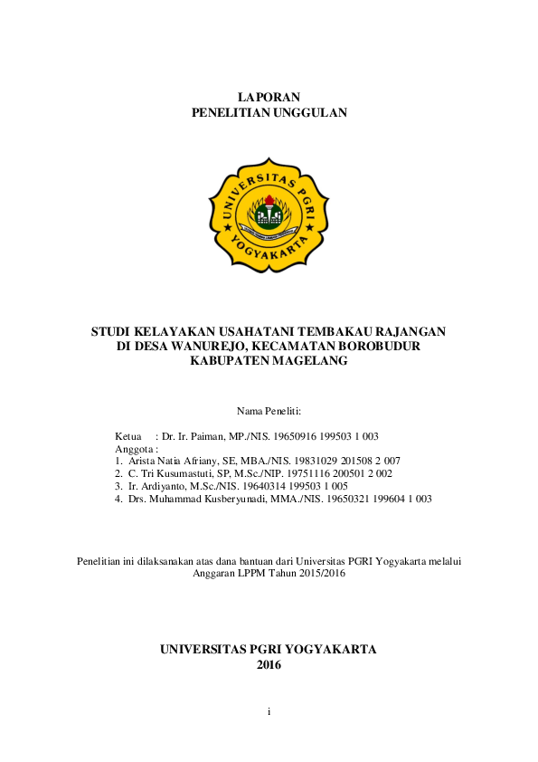 (PDF) Studi Kelayakan Usahatani Tembakau Rajangan DI Desa Wanurejo ...