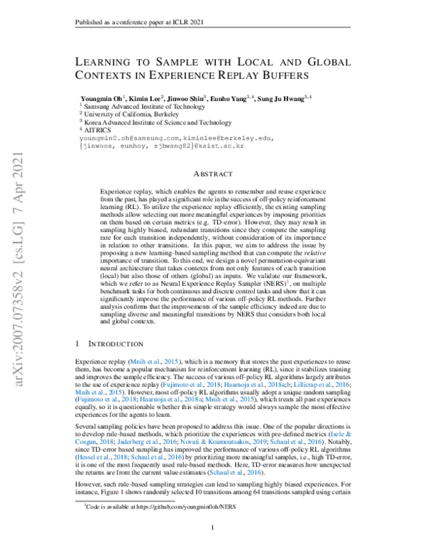 (PDF) Learning to Sample with Local and Global Contexts in Experience ...