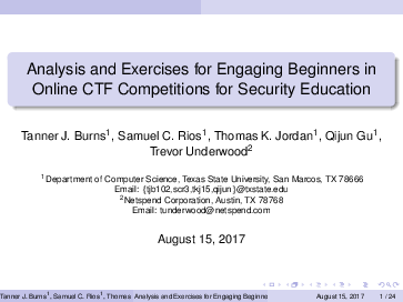 (PDF) Analysis and Exercises for Engaging Beginners in Online CTF ...