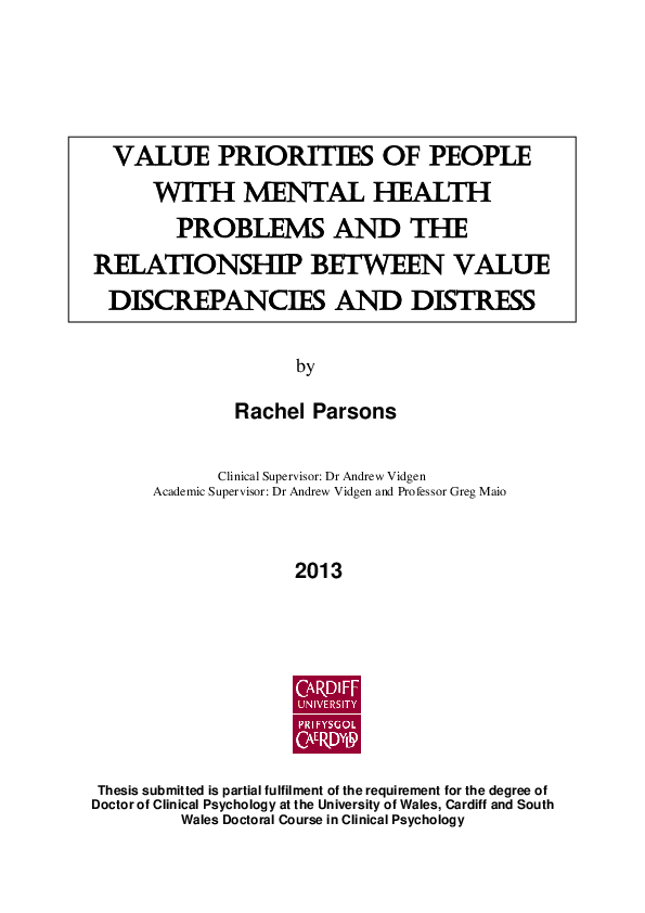 (PDF) Value priorities of people with mental health problems and the ...