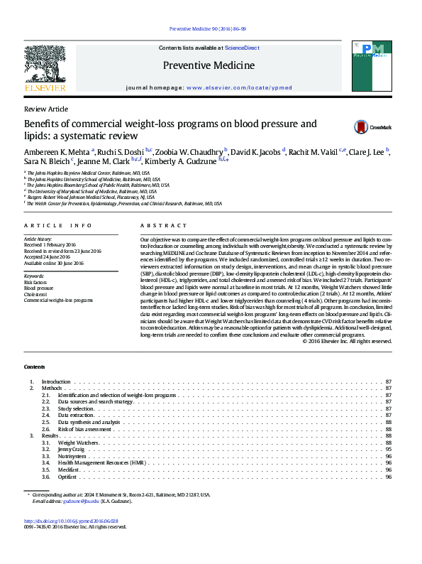 (PDF) Benefits of commercial weight-loss programs on blood pressure and ...