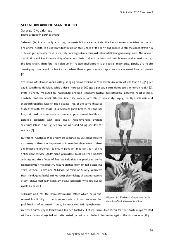 (PDF) Selenium and Human Health