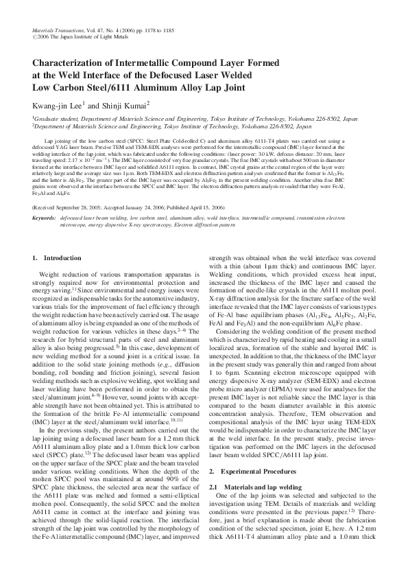 (PDF) Characterization of Intermetallic Compound Layer Formed at the ...