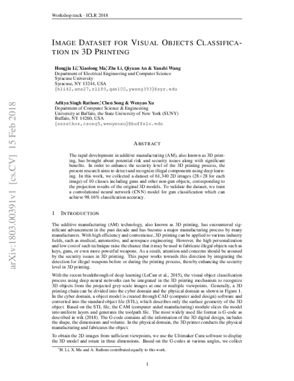 (PDF) Image Dataset for Visual Objects Classification in 3D Printing