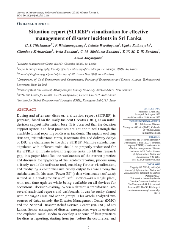 (PDF) Situation report (SITREP) visualization for effective management ...