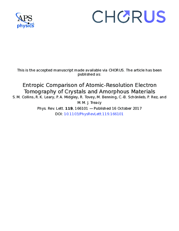 (PDF) Entropic Comparison of Atomic-Resolution Electron Tomography of Crystals and Amorphous ...