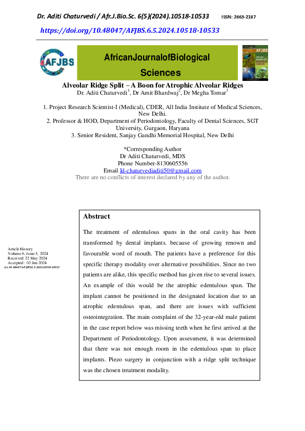 (PDF) Alveolar Ridge Split -A Boon for Atrophic Alveolar Ridges