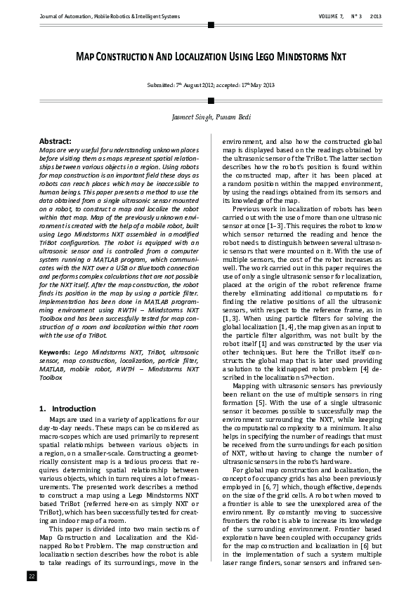 (PDF) Map construction and localization using Lego Mindstorms NXT