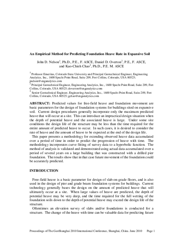 (PDF) Predicting Heave Rate in Expansive Soils