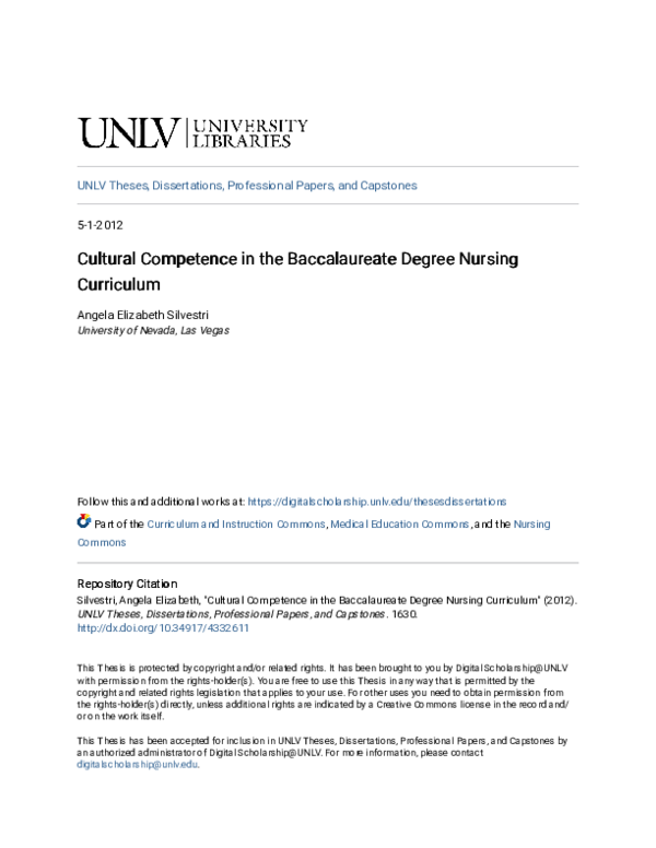 (PDF) Cultural Competence in the Baccalaureate Degree Nursing Curriculum