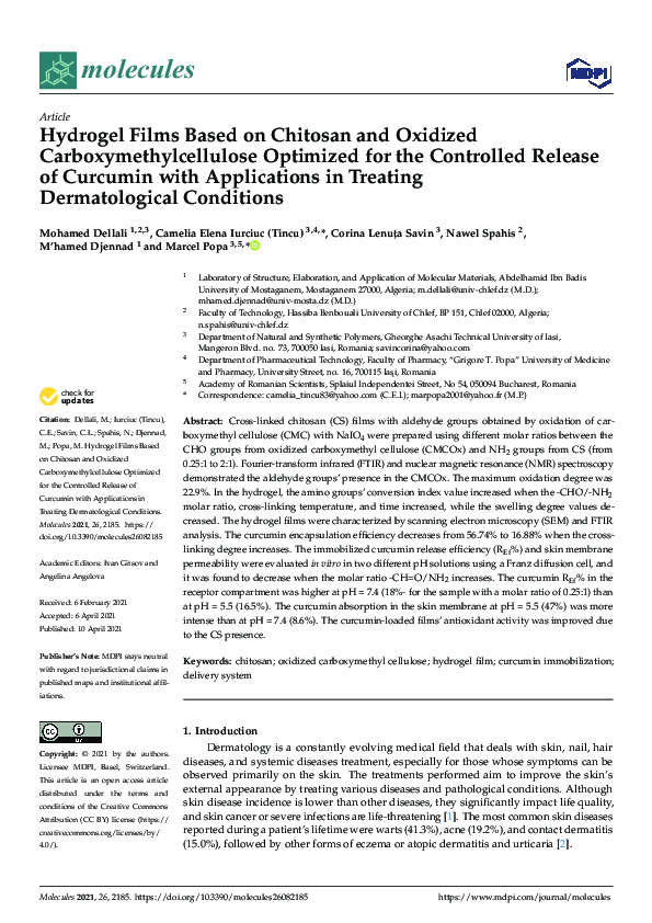 (PDF) Hydrogel Films Based on Chitosan and Oxidized ...