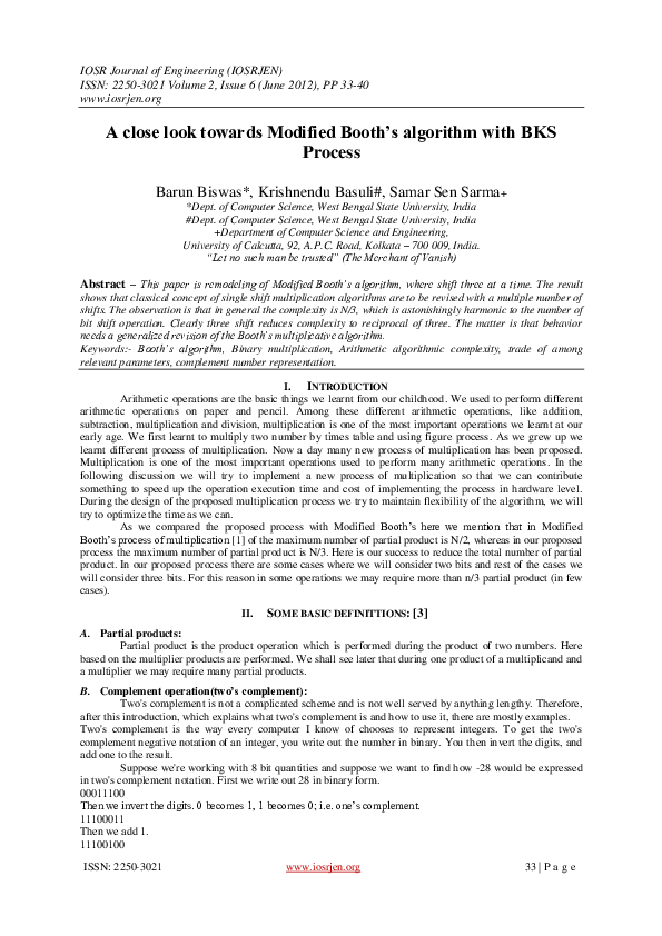 (PDF) A close look towards Modified Booth’s algorithm with BKS Process (PDF) A close look towards Modified Booth’s algorithm with BKS Process