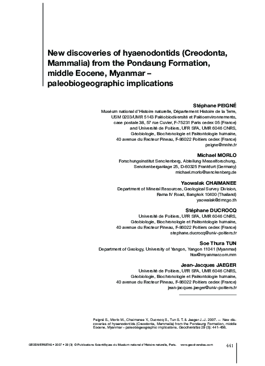 (PDF) New discoveries of hyaenodontids (Creodonta, Mammalia) from the ...