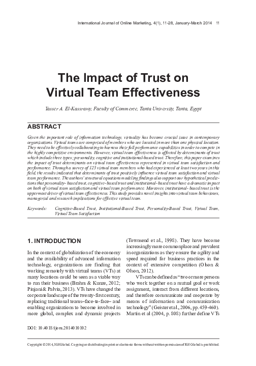 (PDF) The Impact of Trust on Virtual Team Effectiveness