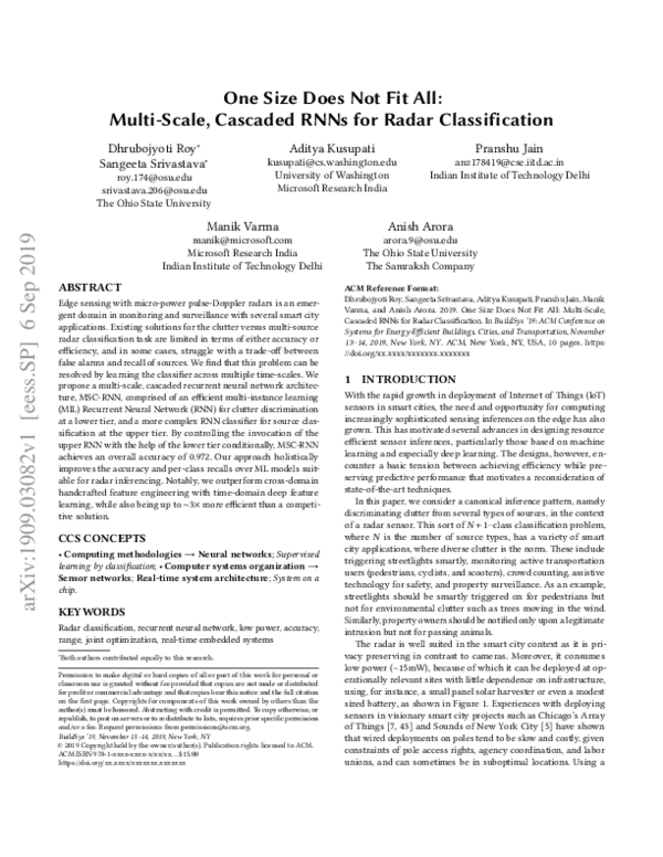 (PDF) One Size Does Not Fit All: Multi-Scale, Cascaded RNNs for Radar Classification | Sangeeta ...