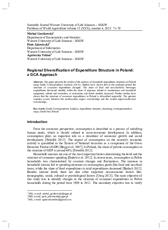 (PDF) Regional Diversification of Expenditure Structure in Poland: a ...