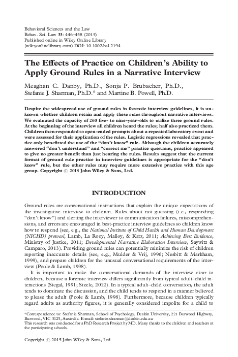 (PDF) The Effects of Practice on Children's Ability to Apply Ground ...