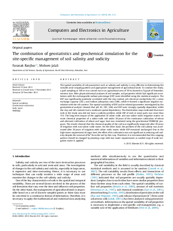 (PDF) The combination of geostatistics and geochemical simulation for ...