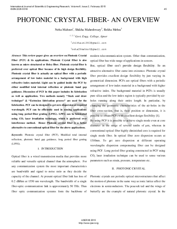 (PDF) Photonic Crystal Fiber- an Overview