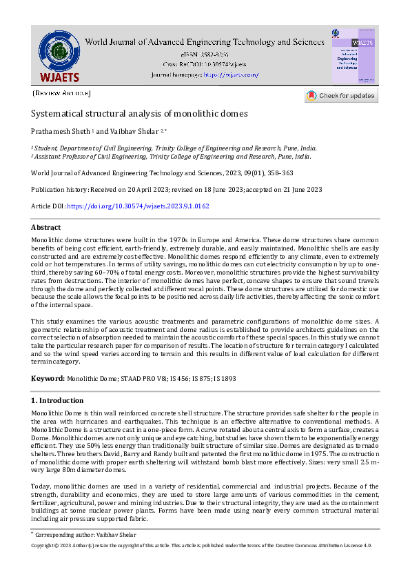 (PDF) Systematical structural analysis of monolithic domes