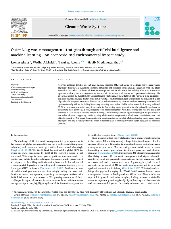 (PDF) Optimizing waste management strategies through artificial ...