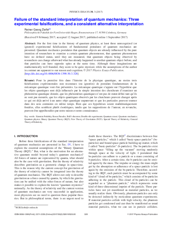 (PDF) Failure of the standard interpretation of quantum mechanics ...