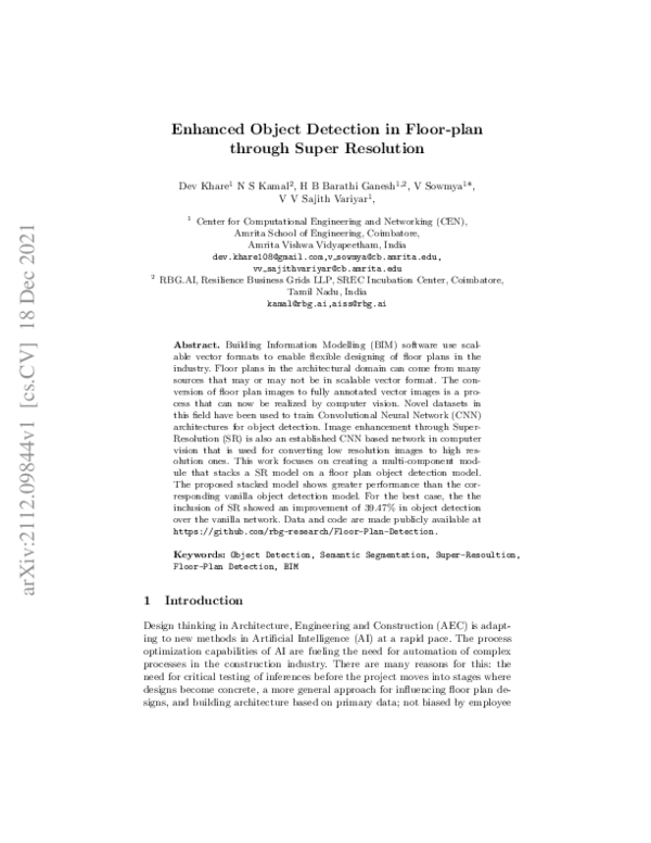 (PDF) Enhanced Object Detection in Floor-plan through Super Resolution