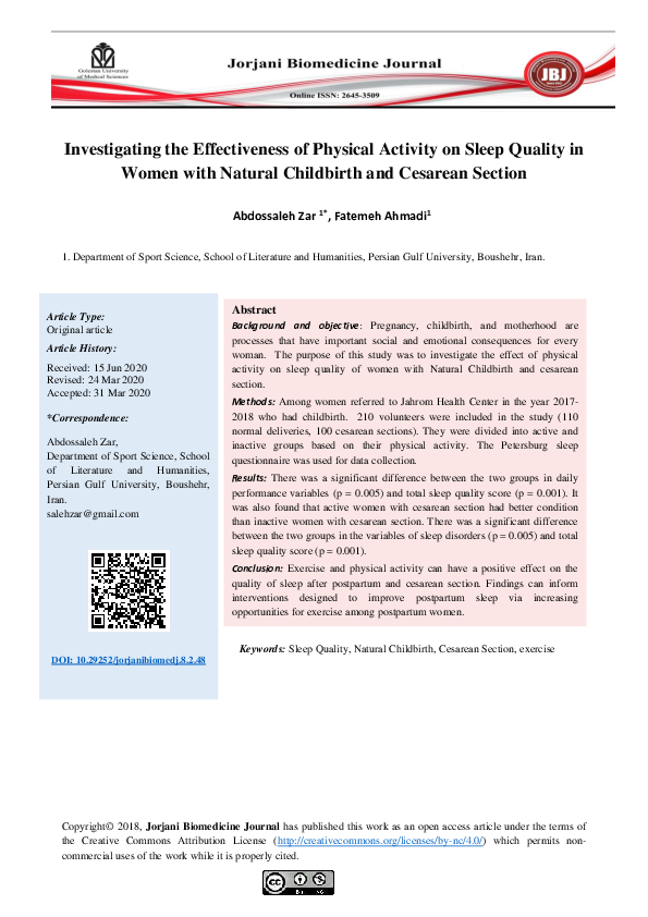 (PDF) Investigating the Effectiveness of Physical Activity on Sleep Quality in Women with ...