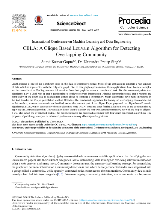 (PDF) CBLA: A Clique Based Louvain Algorithm for Detecting Overlapping Community