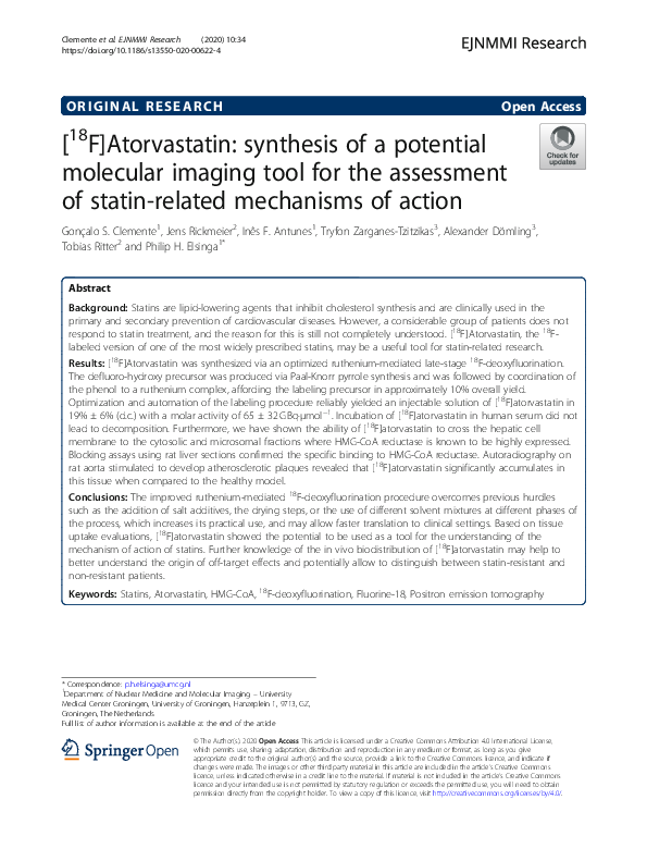 (PDF) [18F]Atorvastatin: synthesis of a potential molecular imaging ...